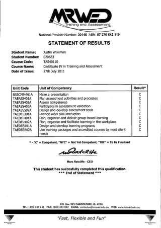 TAE CERT IV WISEMAN | PDF