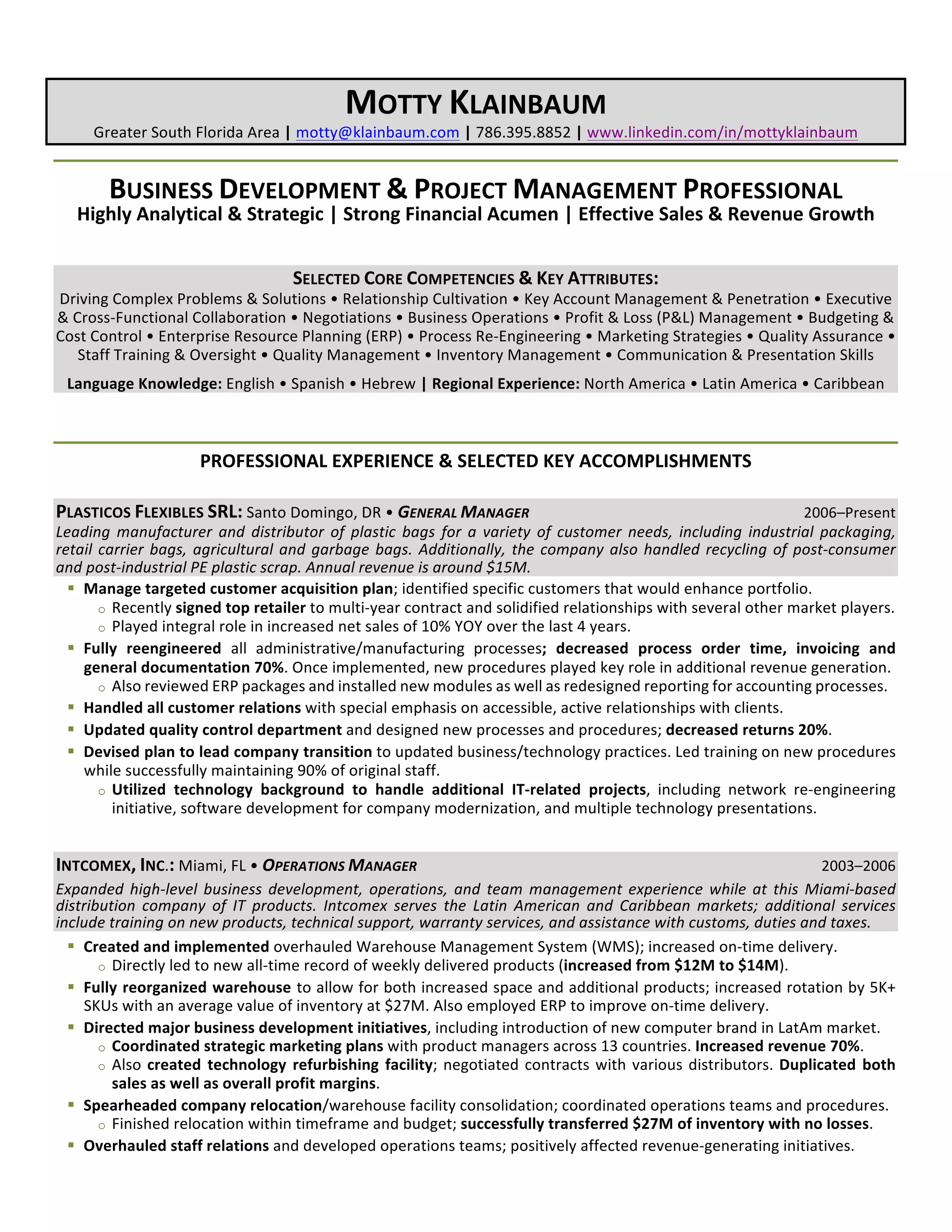 Klainbaum, Motty--Resume--V4 | PDF