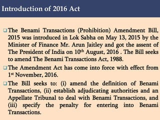 THE BENAMI TRANSACTIONS (PROHIBITIONS) AMENDMENT ACT | PDF