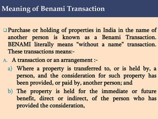 THE BENAMI TRANSACTIONS (PROHIBITIONS) AMENDMENT ACT | PDF