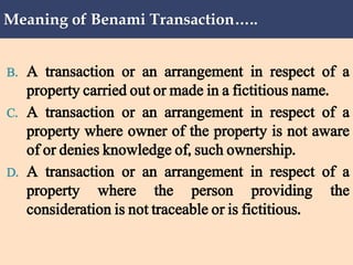 THE BENAMI TRANSACTIONS (PROHIBITIONS) AMENDMENT ACT | PDF