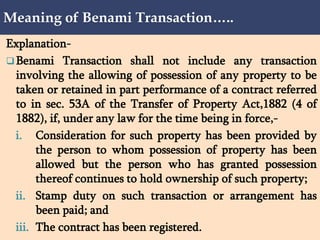 THE BENAMI TRANSACTIONS (PROHIBITIONS) AMENDMENT ACT | PDF