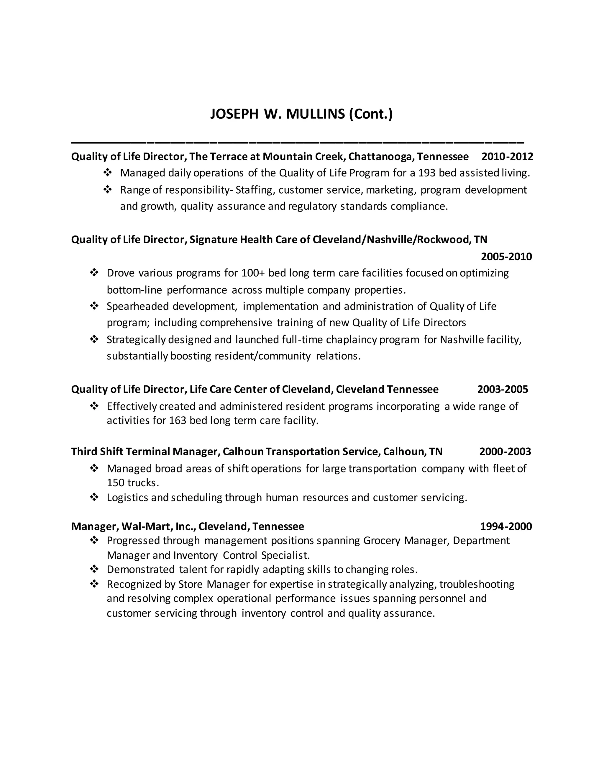 joe mullins professional resume | DOCX