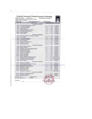 Qi Wang's Transcript for undergradute | PDF