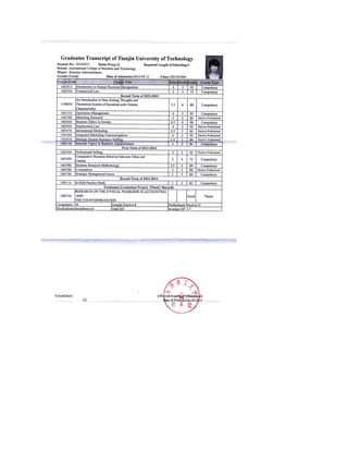 Qi Wang's Transcript for undergradute | PDF