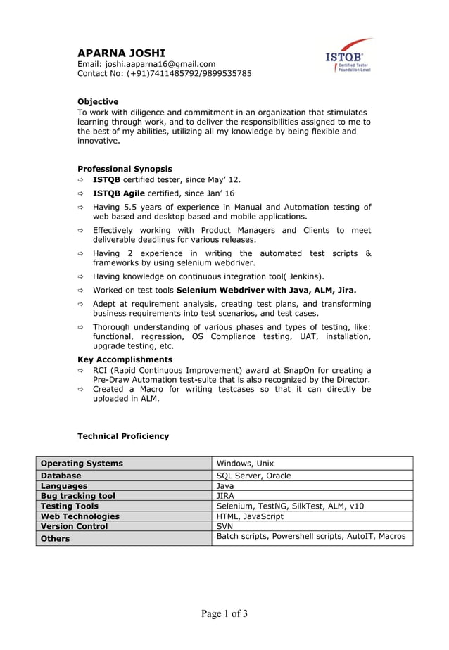 Aparna Joshi_QA | PDF