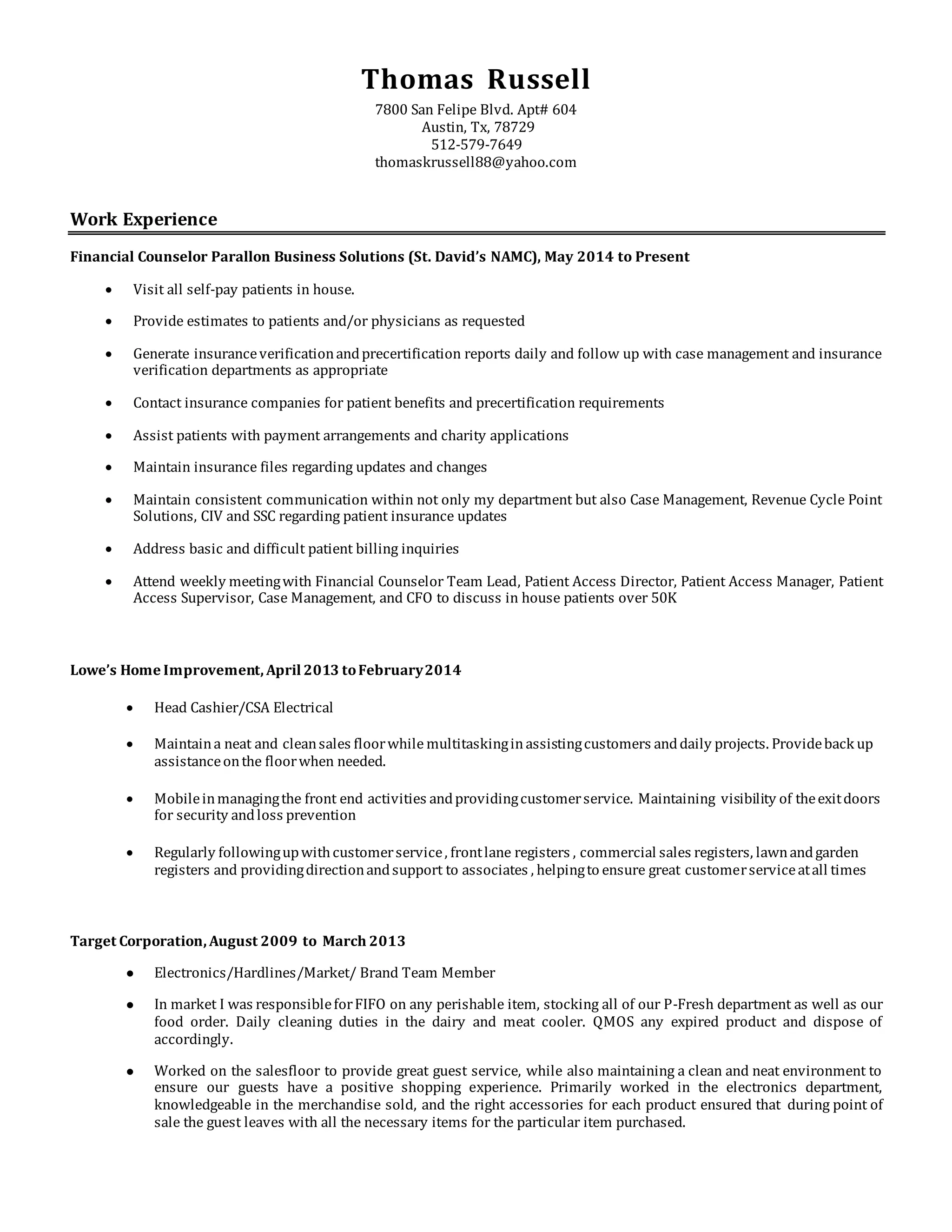 Thomas Russell resume | DOCX