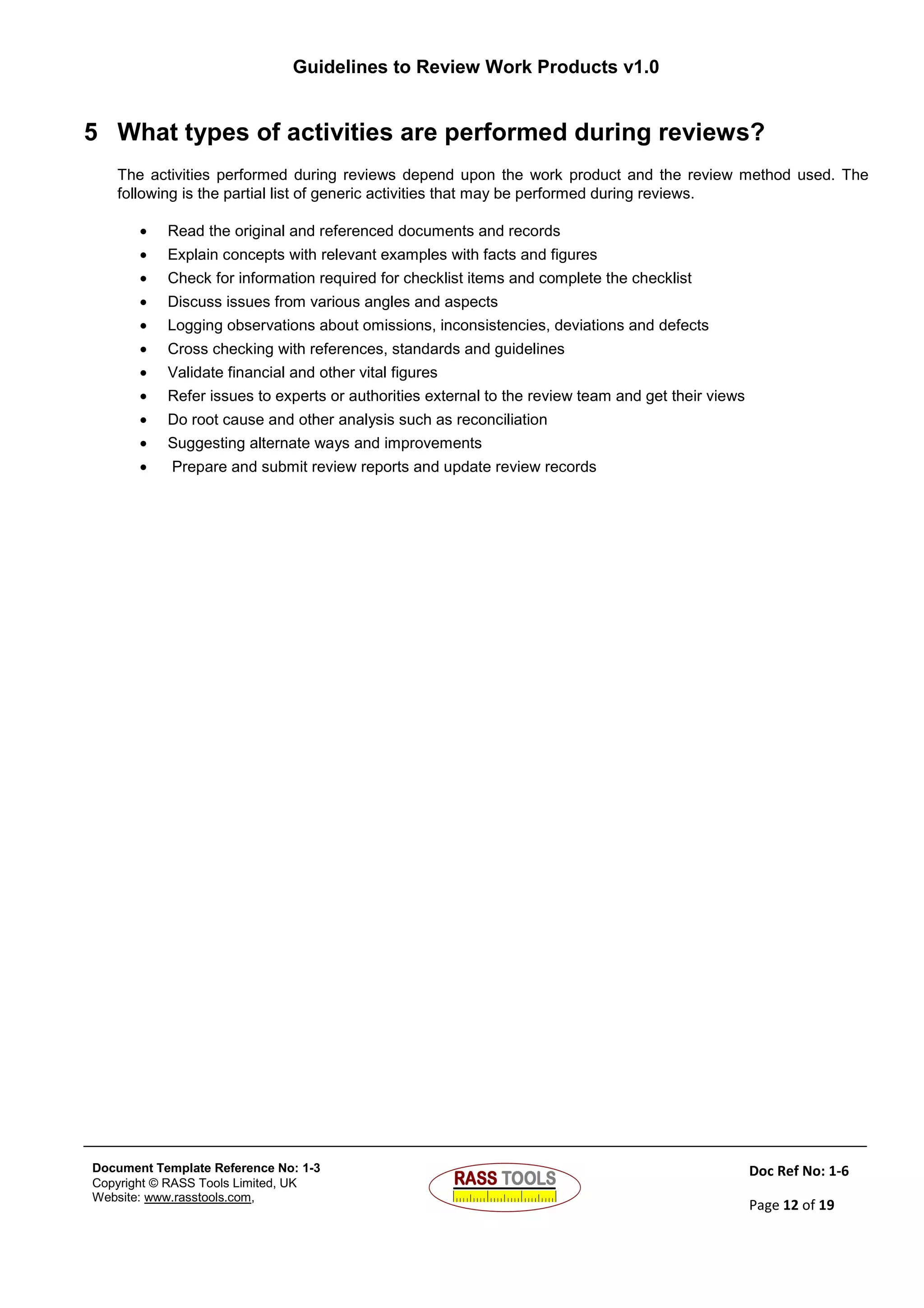 Guidelines to Review Work products | PDF