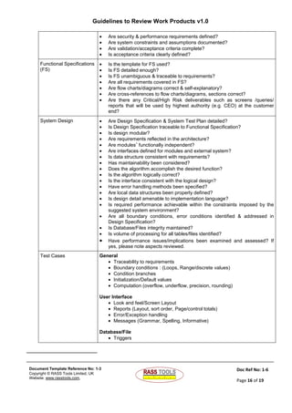 Guidelines to Review Work products | PDF