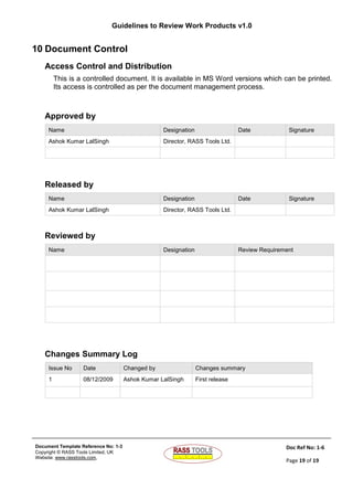 Guidelines to Review Work products | PDF
