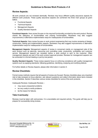 Guidelines to Review Work products | PDF