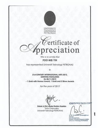 Foo Mei Yih_Cocurriculum certificates | PDF