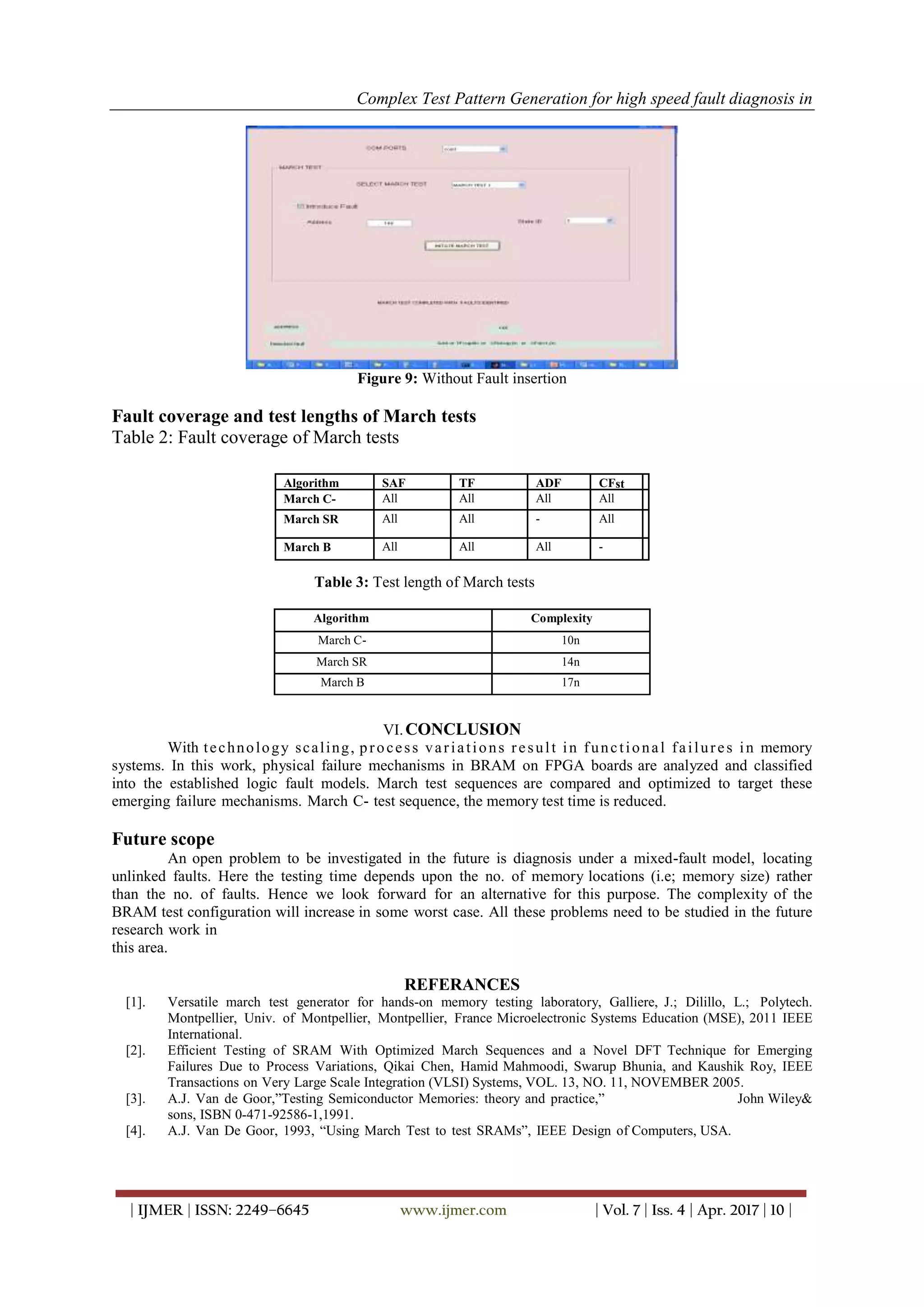 Complex Test Pattern Generation For High Speed Fault Diagnosis In Fpga Based Memory Blocks Pdf