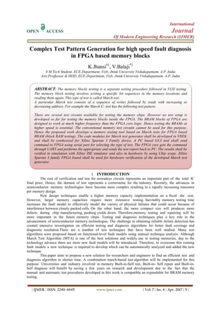 Complex Test Pattern Generation for high speed fault diagnosis in FPGA ...
