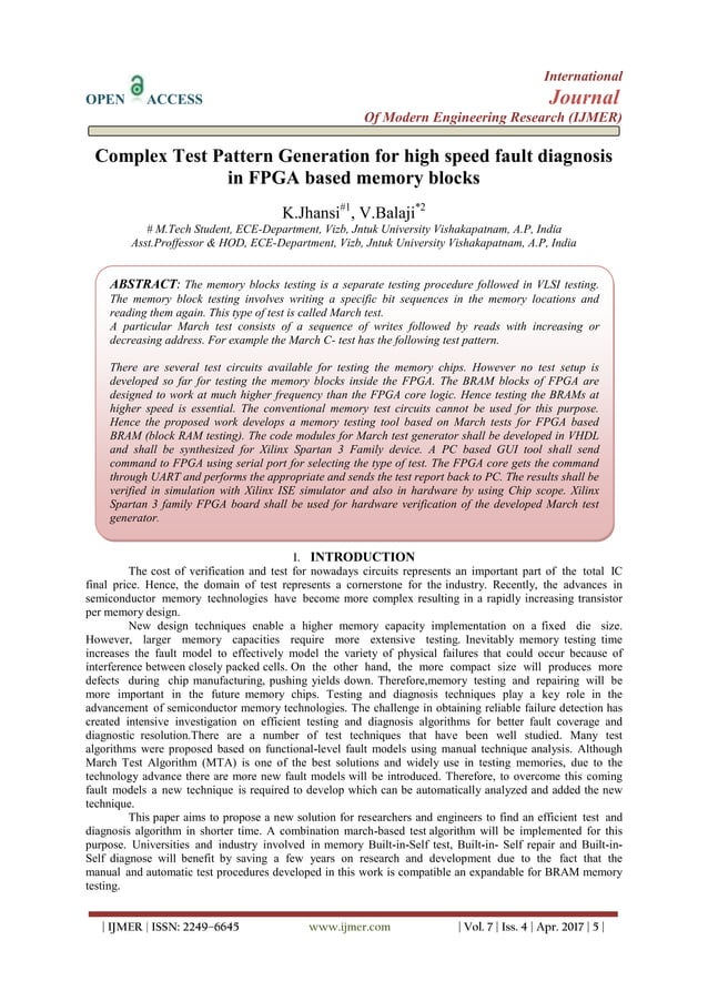 Complex Test Pattern Generation for high speed fault diagnosis in FPGA ...