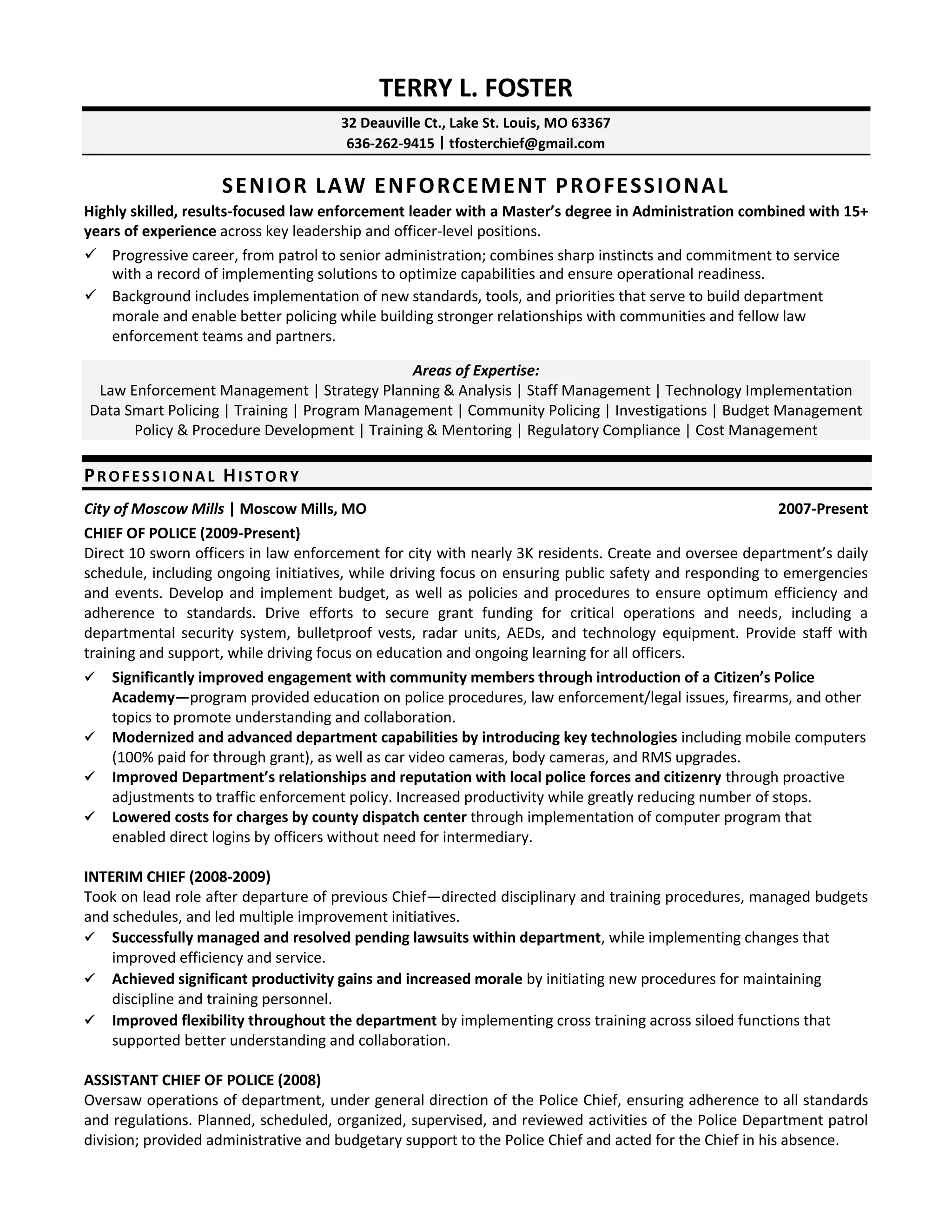 Terry Foster Chief Resume (1) | PDF