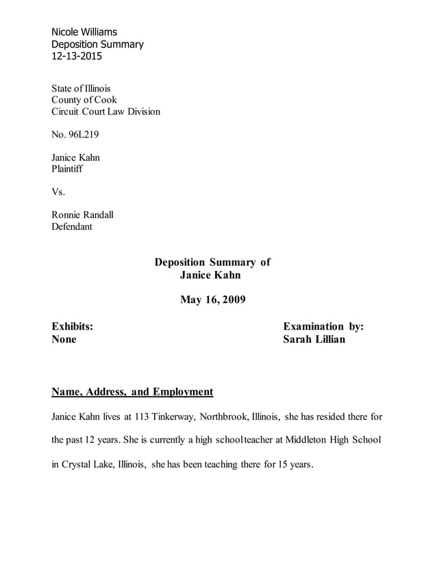 Deposition Summary | PDF
