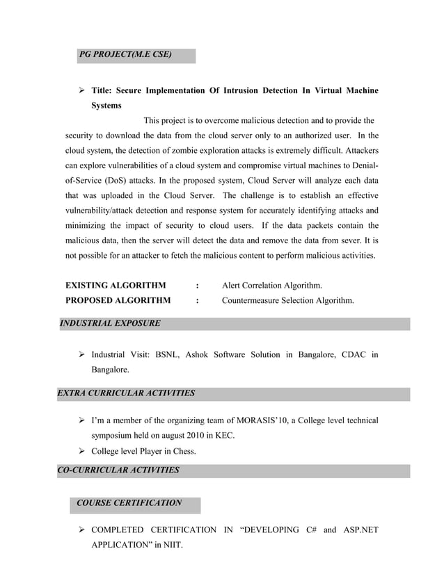 RESUME | DOC | Programming Languages | Computing