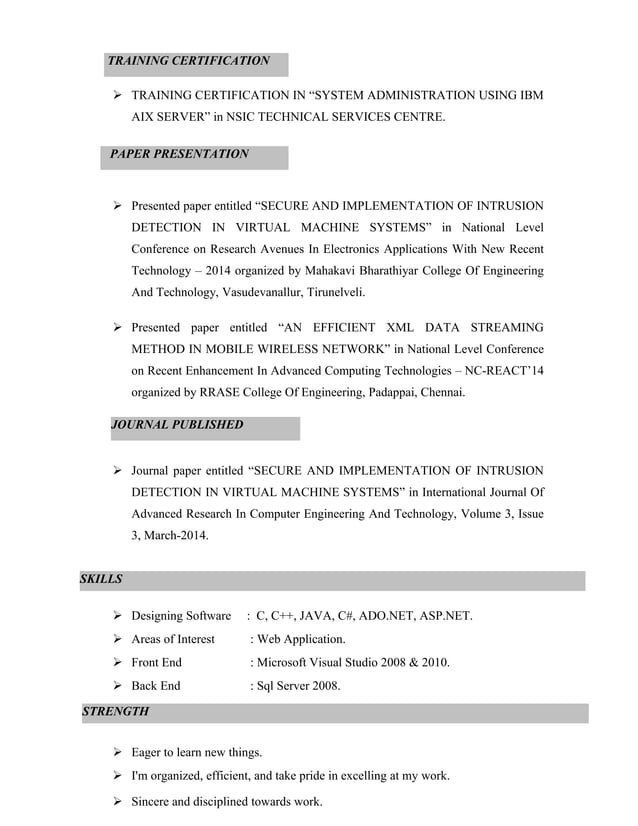 RESUME | DOC | Programming Languages | Computing