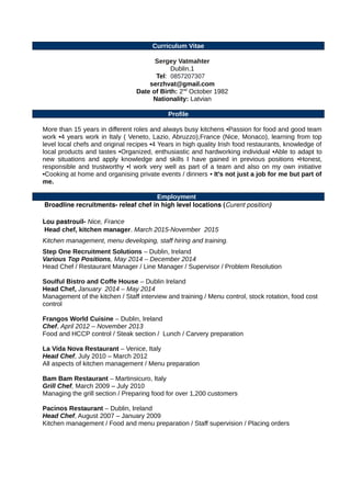 CV Sergio Vatmahter 2016 | PDF