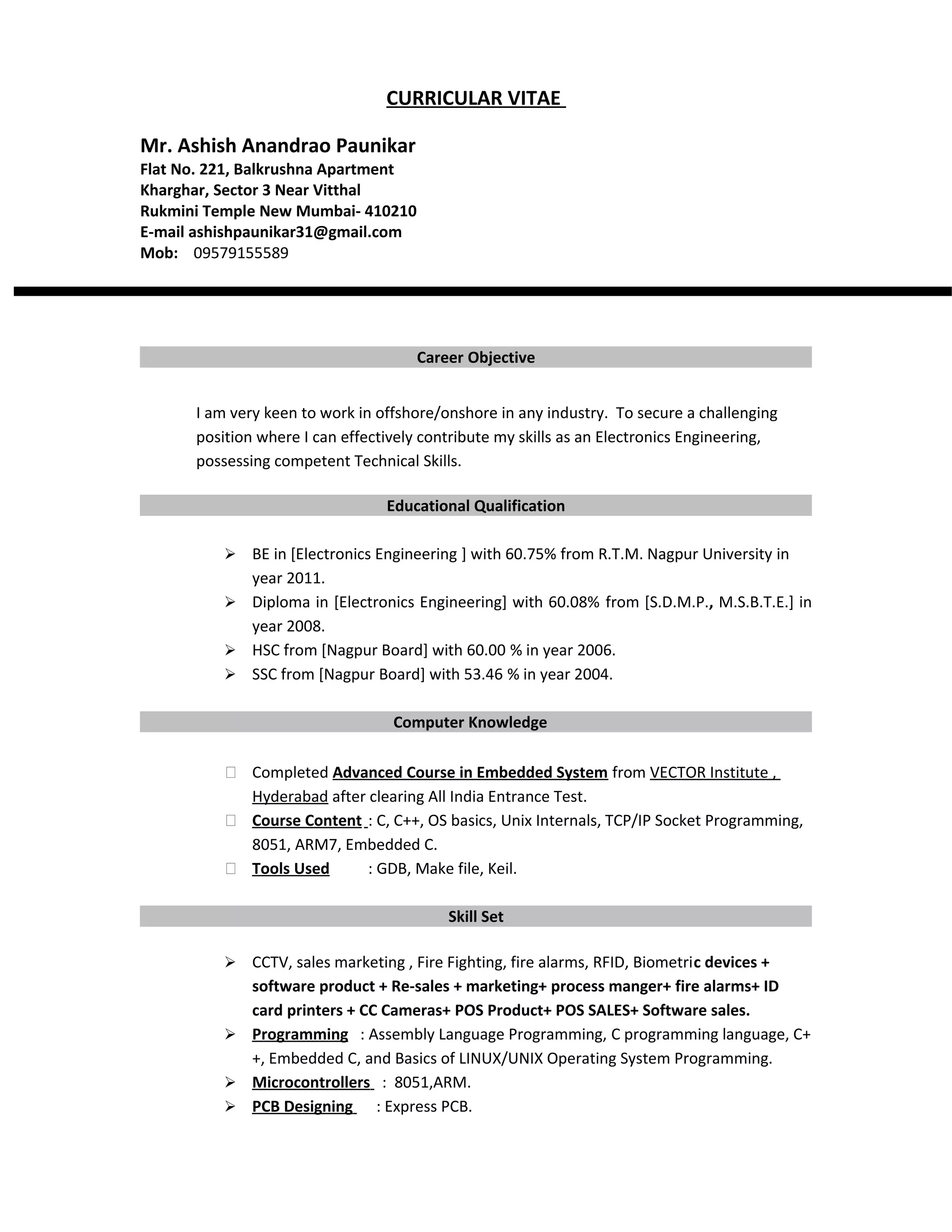 Evio Exp CV Ashish | DOC