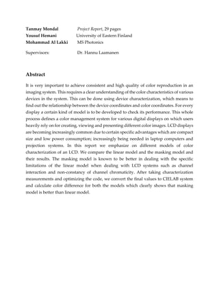 LCD Characterization Report | PDF
