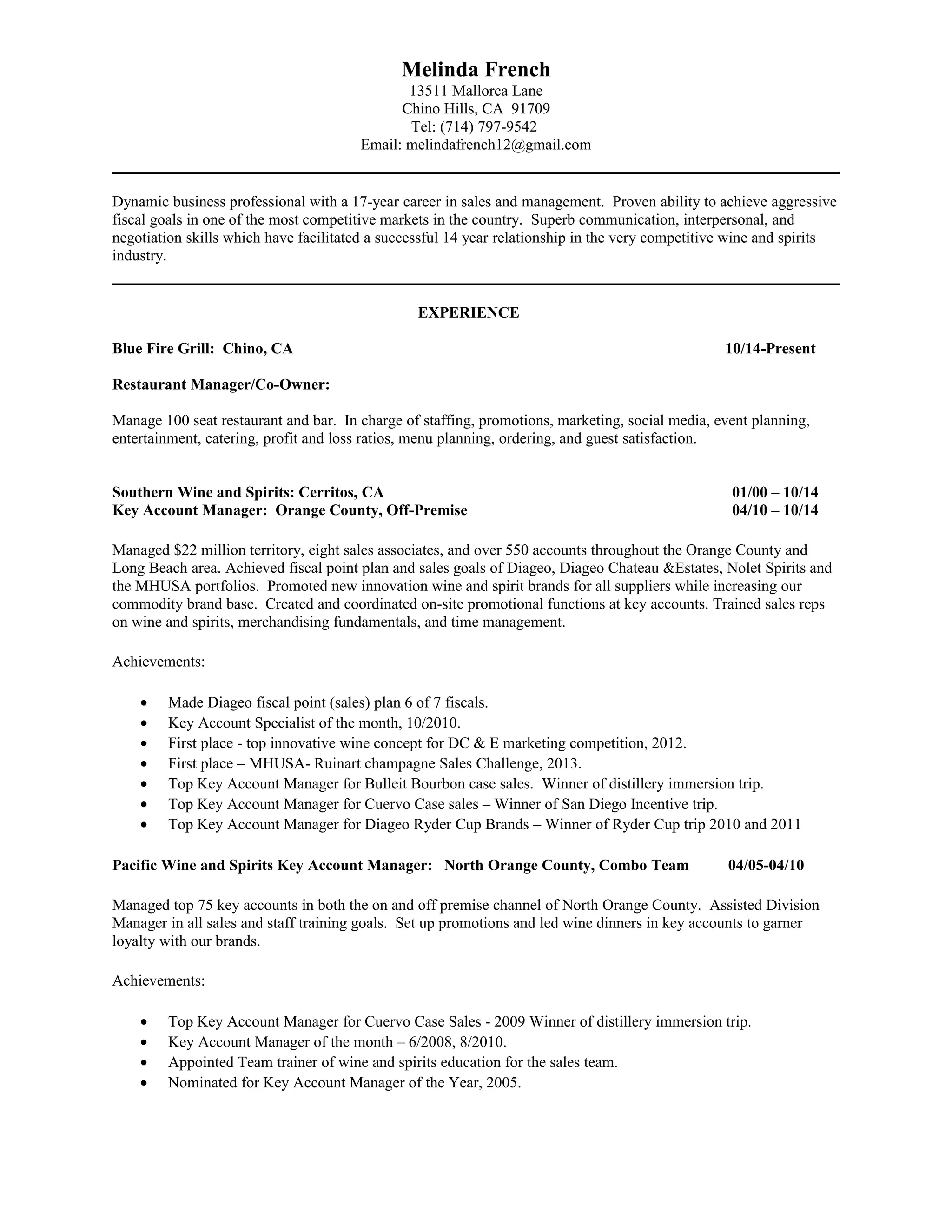 Melinda French Resume 2015 | DOC