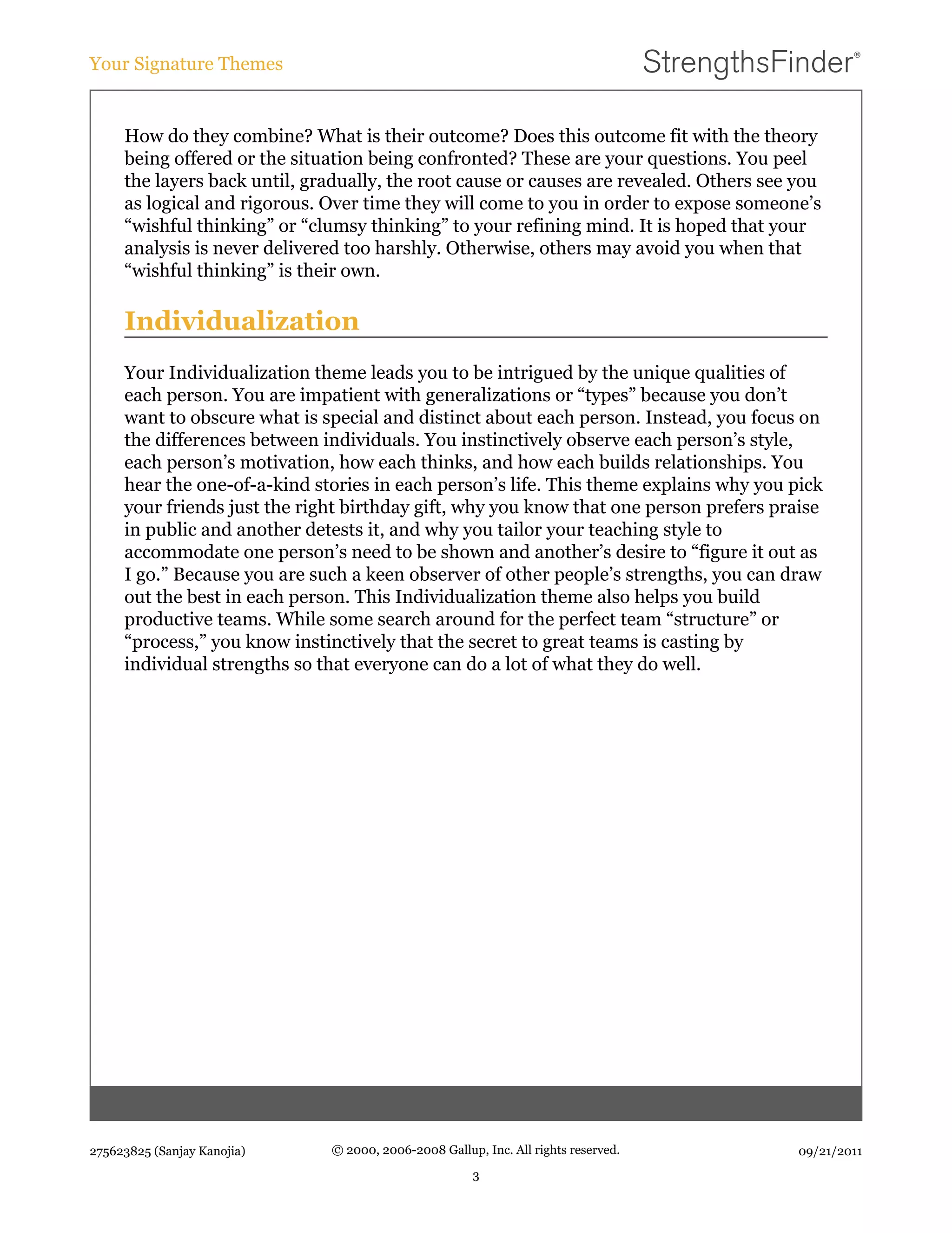 Gallup Strength Finder | PDF
