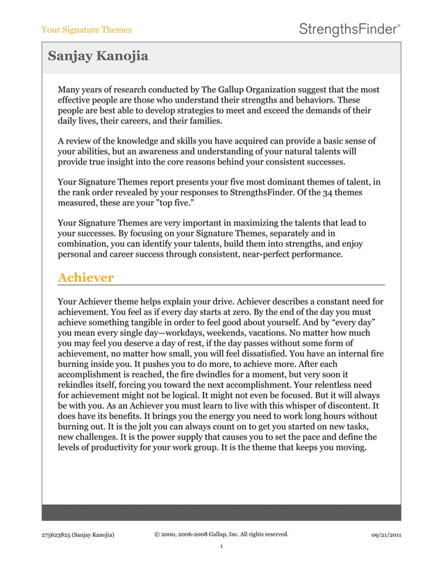 Gallup Strength Finder | PDF