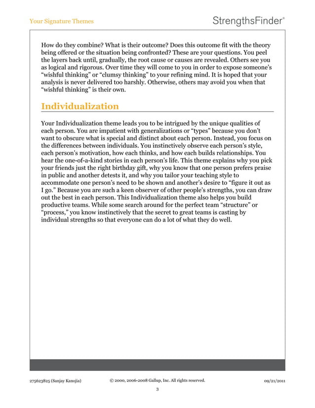 Gallup Strength Finder | PDF