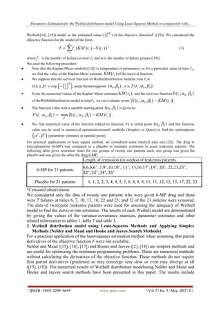 Parameter Estimation for the Weibul distribution model Using Least-Squares Methodin conjunction ...