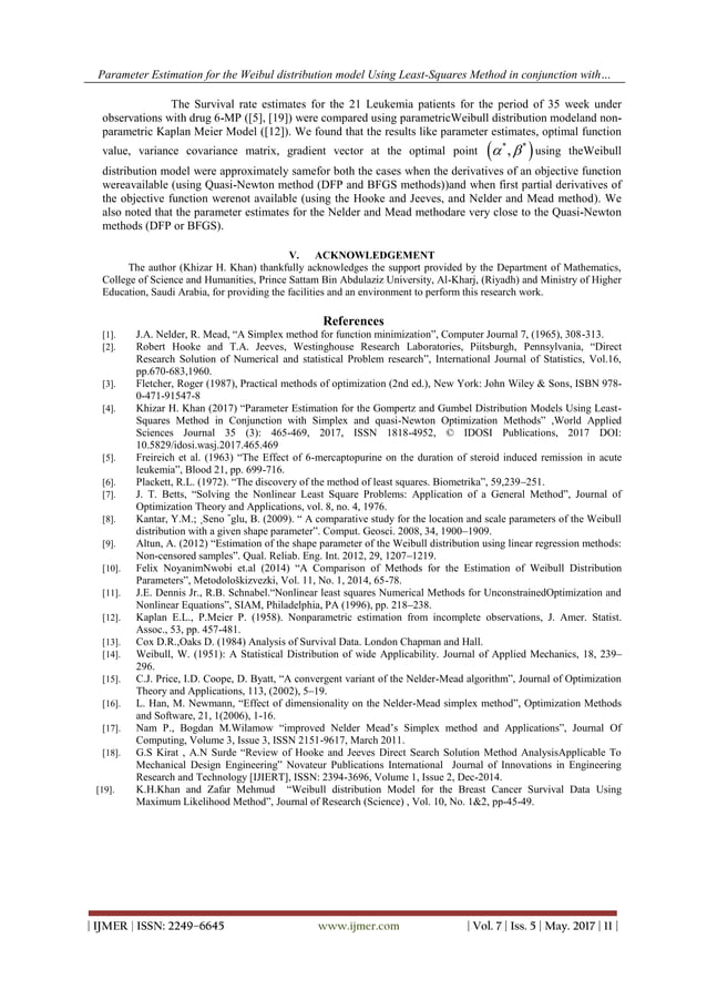 Parameter Estimation for the Weibul distribution model Using Least-Squares Methodin conjunction ...