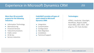 CodeSWAT Microsoft Dynamics CRM Experience | PPT