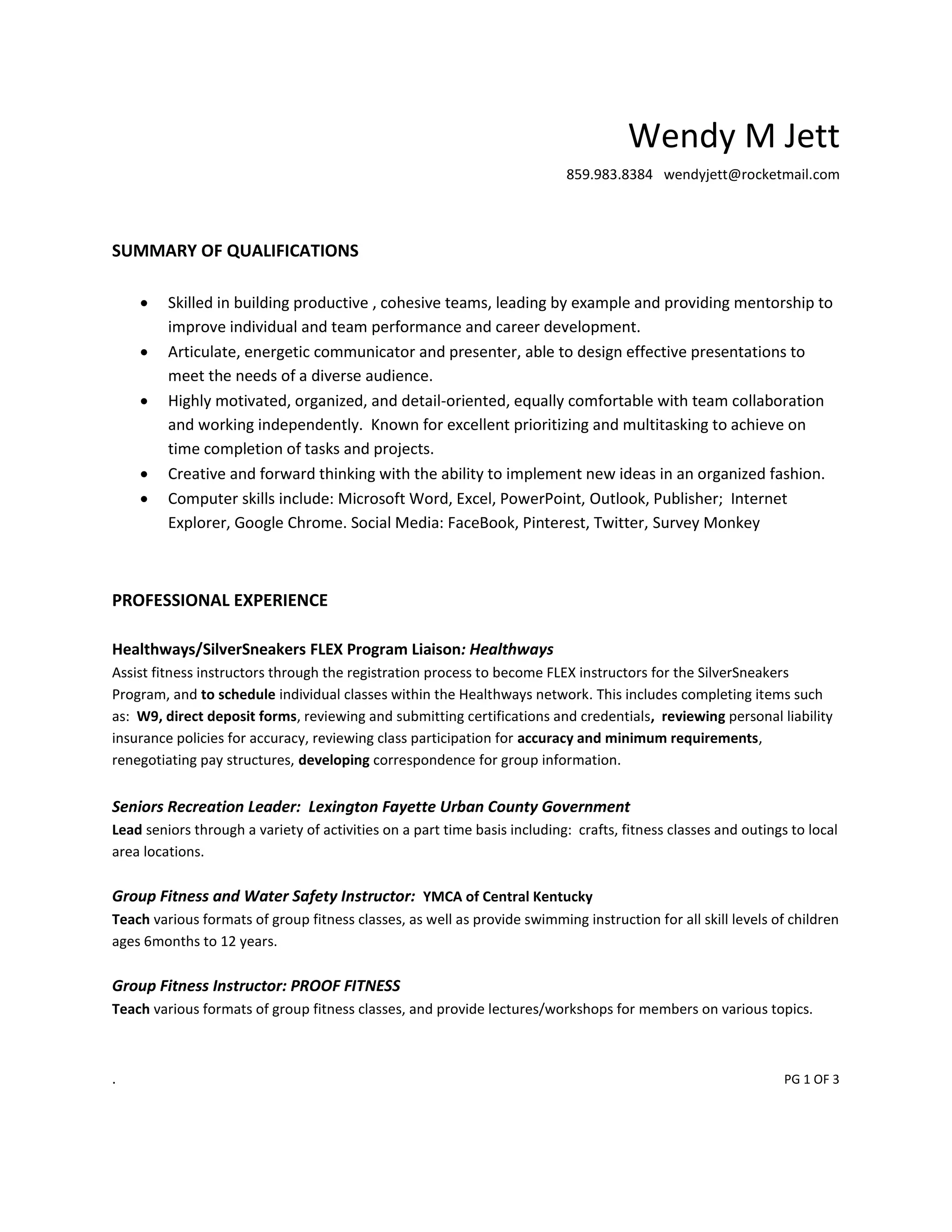 WendyMJettRESUME2015 | PDF