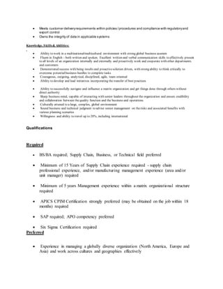 CPM Global Supply Chain Manager Job Description | DOCX