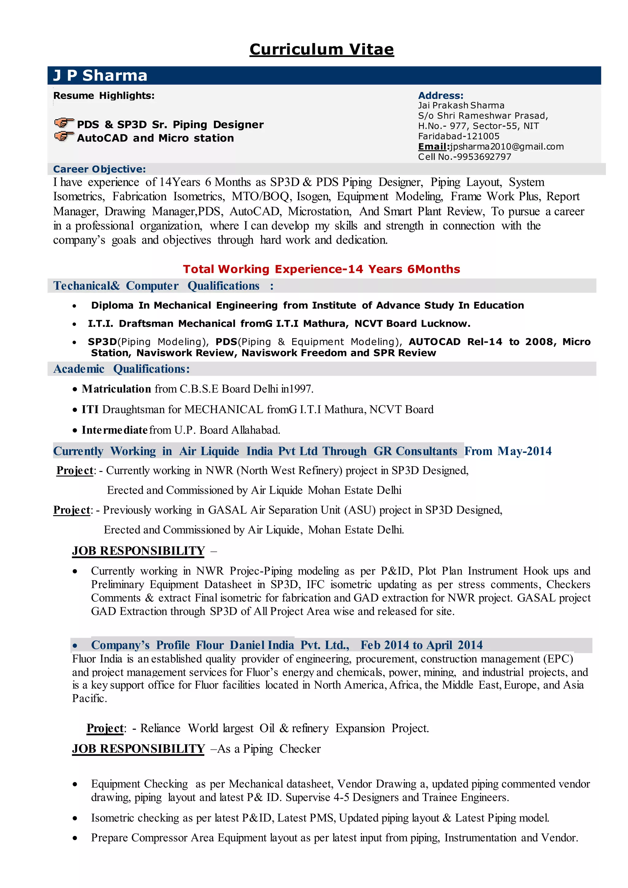 Jai Prakash sharma CV | DOCX