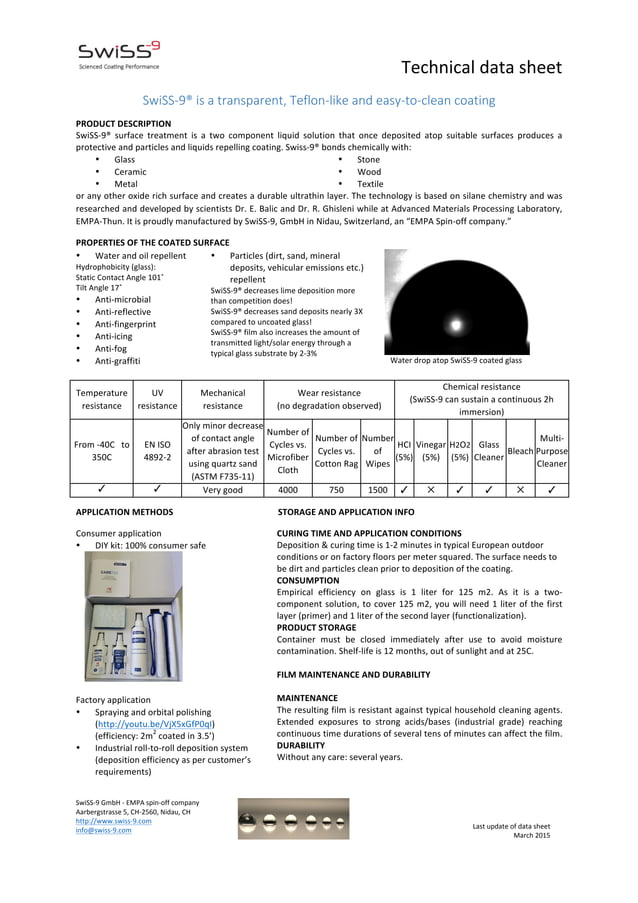 SwiSS-9R Technical Data Sheet | PDF