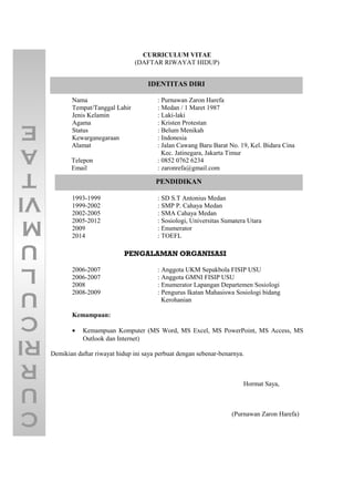 CV - Purnawan Z. Harefa | DOC