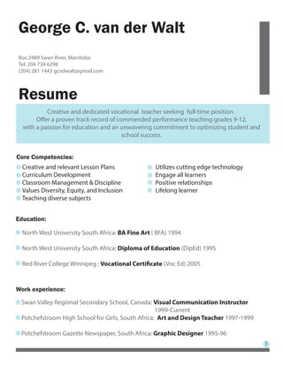 George C van der Walt resume | PDF