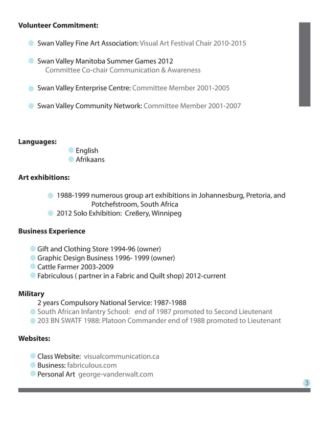 George C van der Walt resume | PDF | Arts and Crafts | Hobbies & Interests
