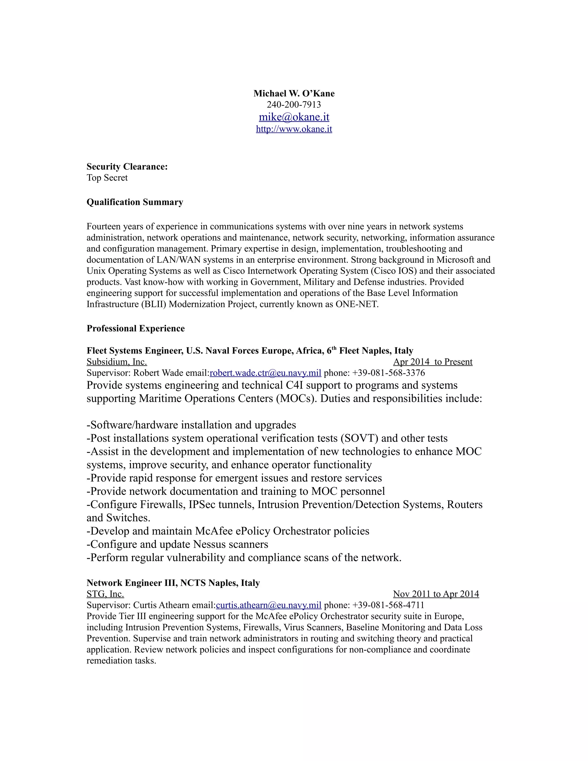 Okane_Resume CISSP | PDF