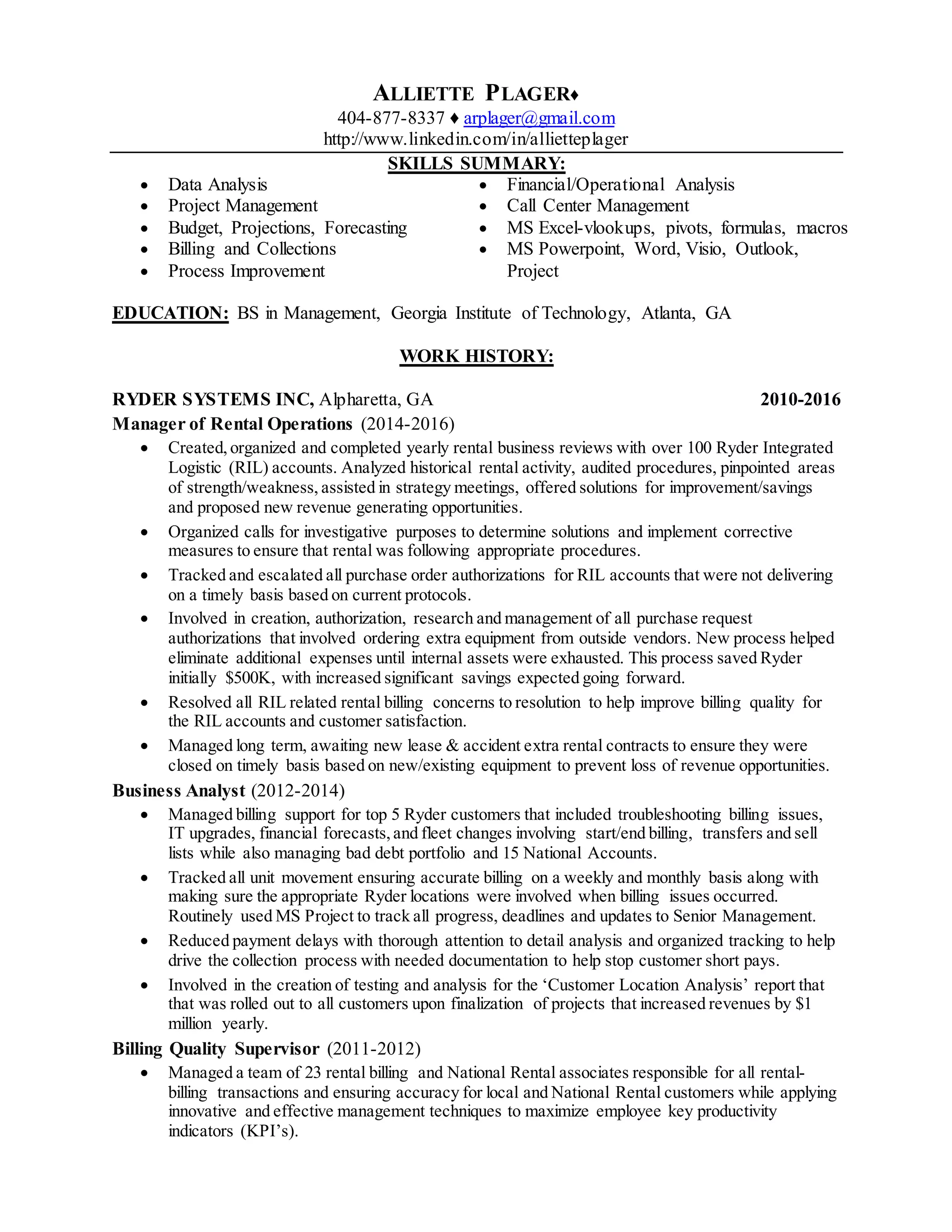 Alliette Plager Resume-2016 | DOCX