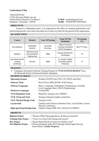 Unnikrishnan P Raj | PDF | Computer Software and Applications | Computing