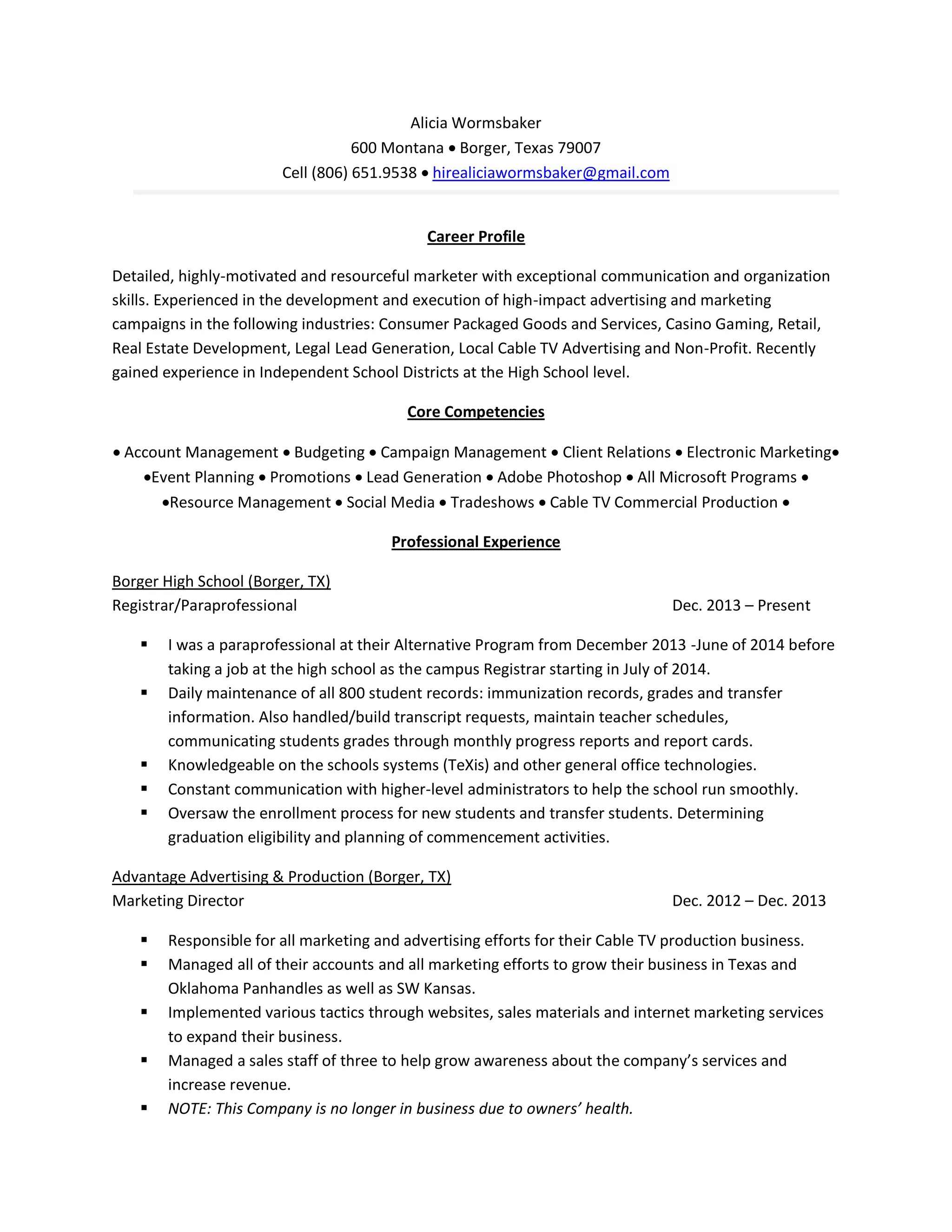 Alicia Wormsbaker_ resume | PDF