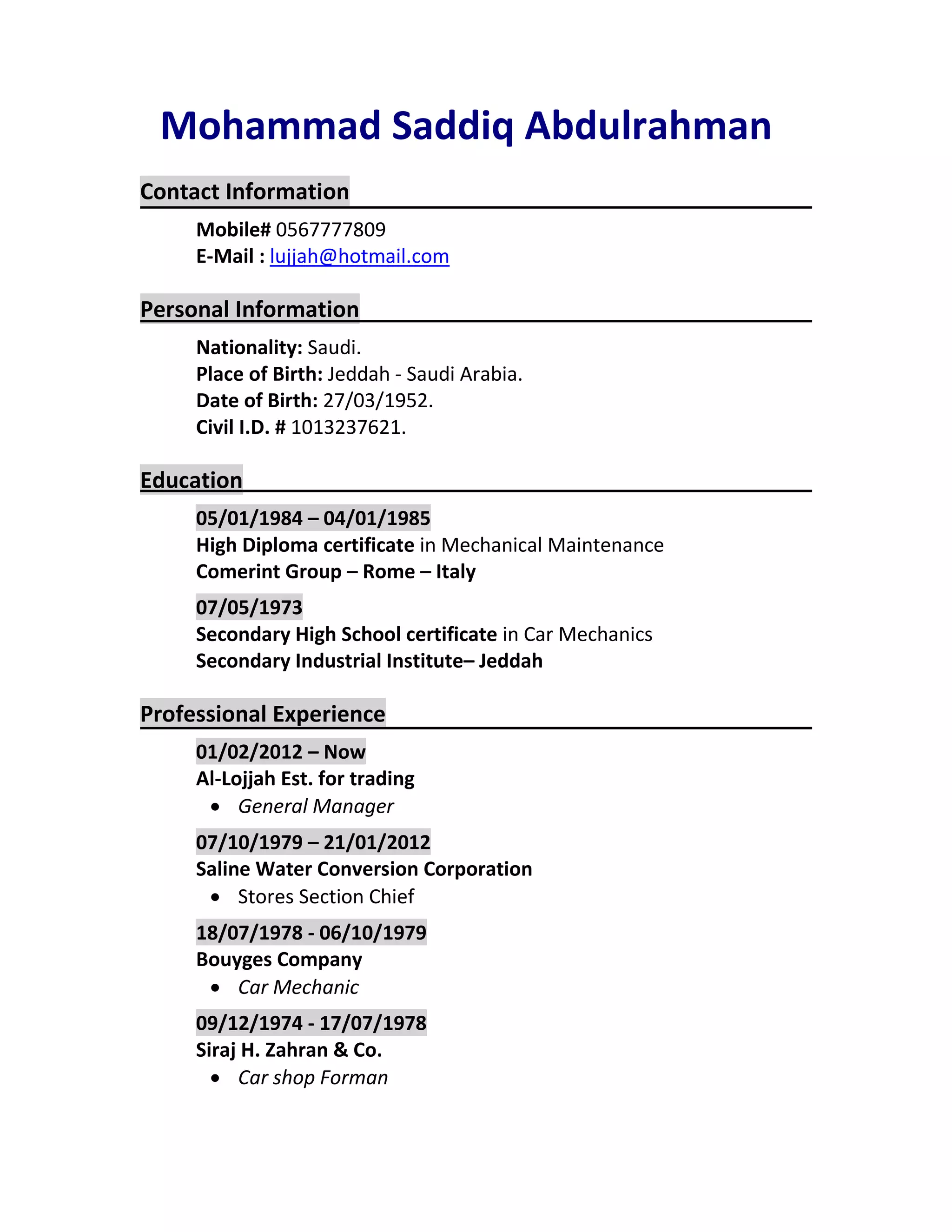 Mohammad CV N EN | PDF
