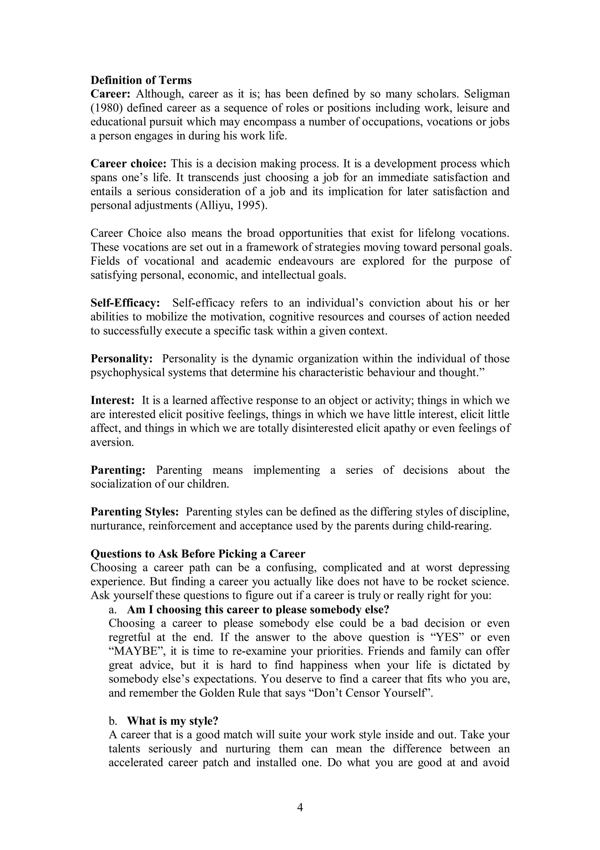 Introduction to Career Choice | PDF