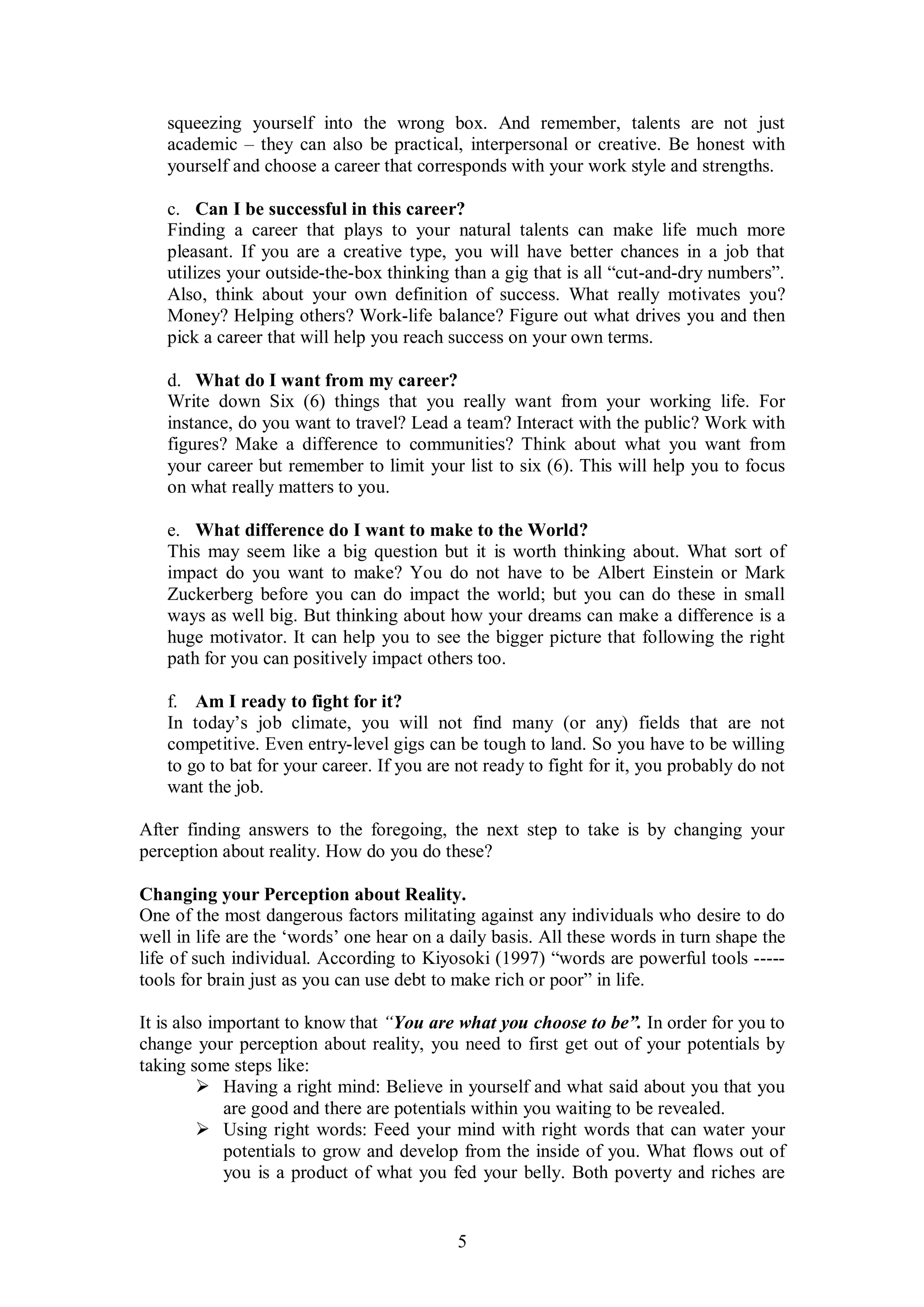 Introduction to Career Choice | PDF