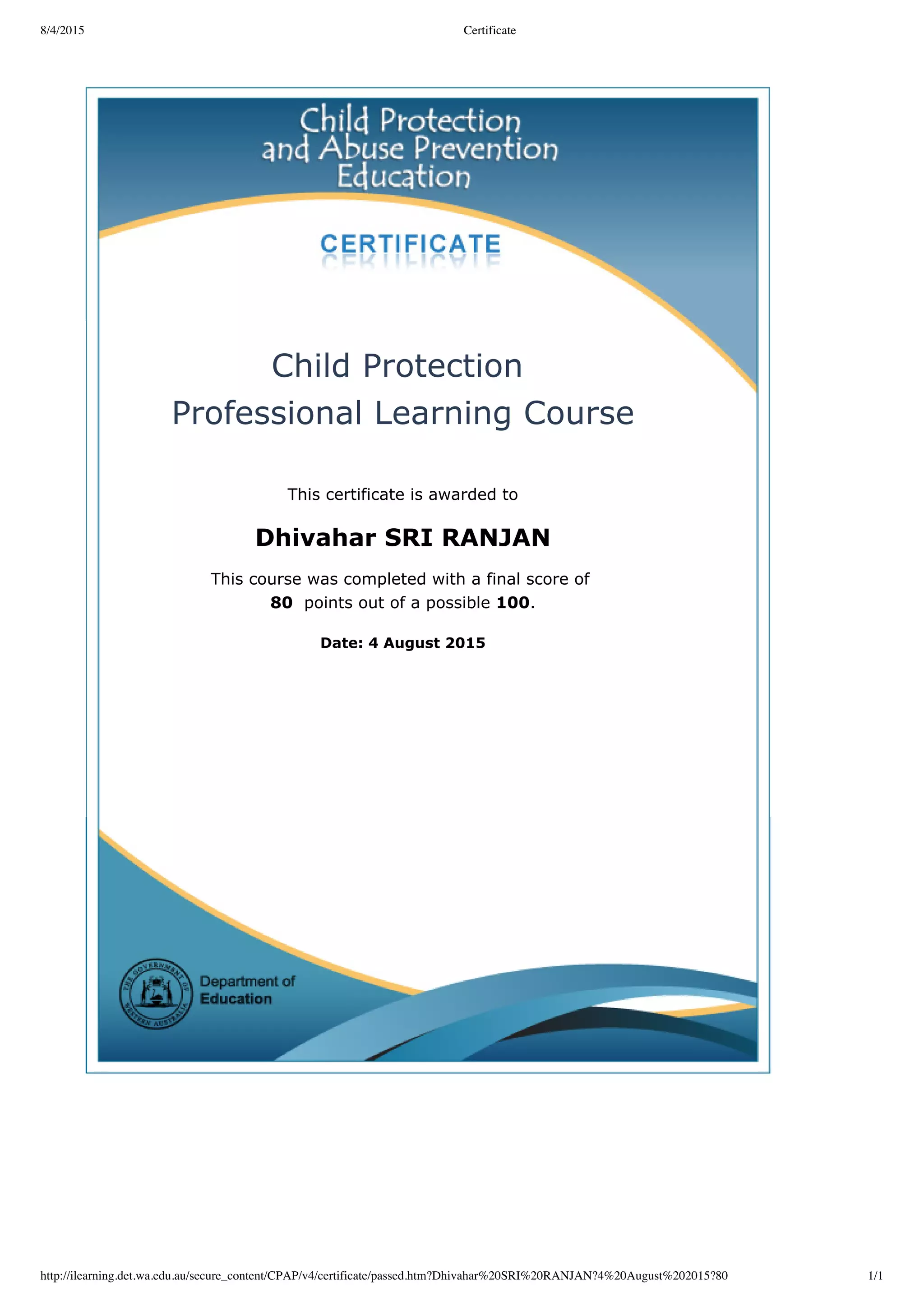 Child protection certificate | PDF