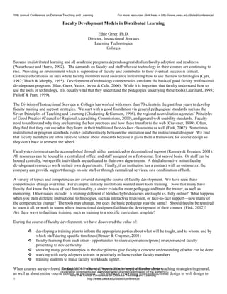 Faculty Development Models in Distributed Learning | PDF
