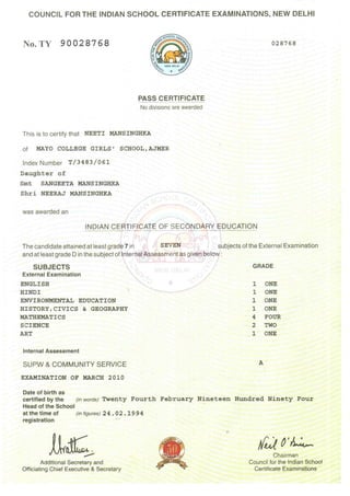 Pass Certificate ICSE Exam | PDF